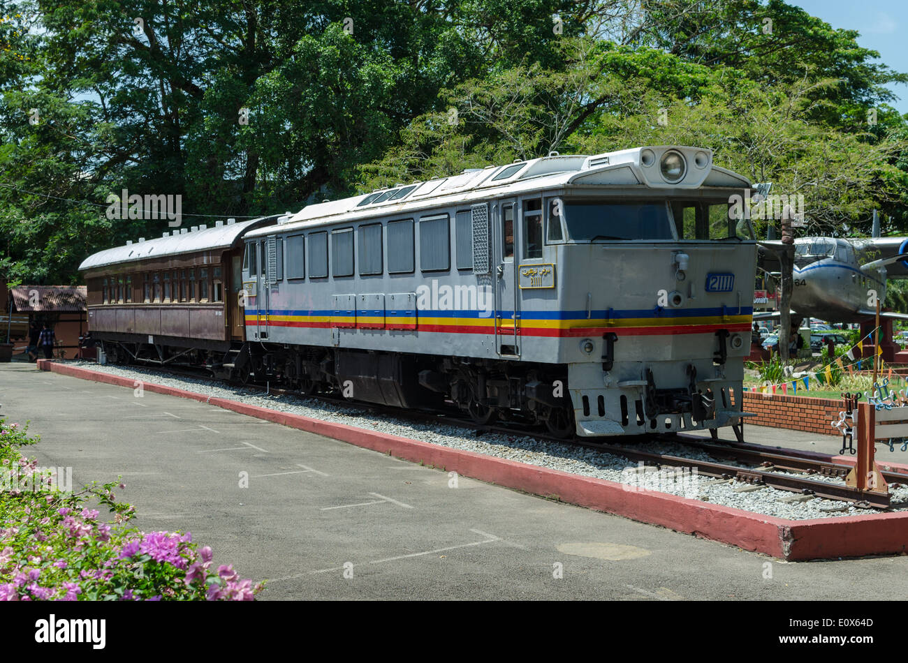 Old train on display in Coronation Park or Taman Bunga Merdeka in ...