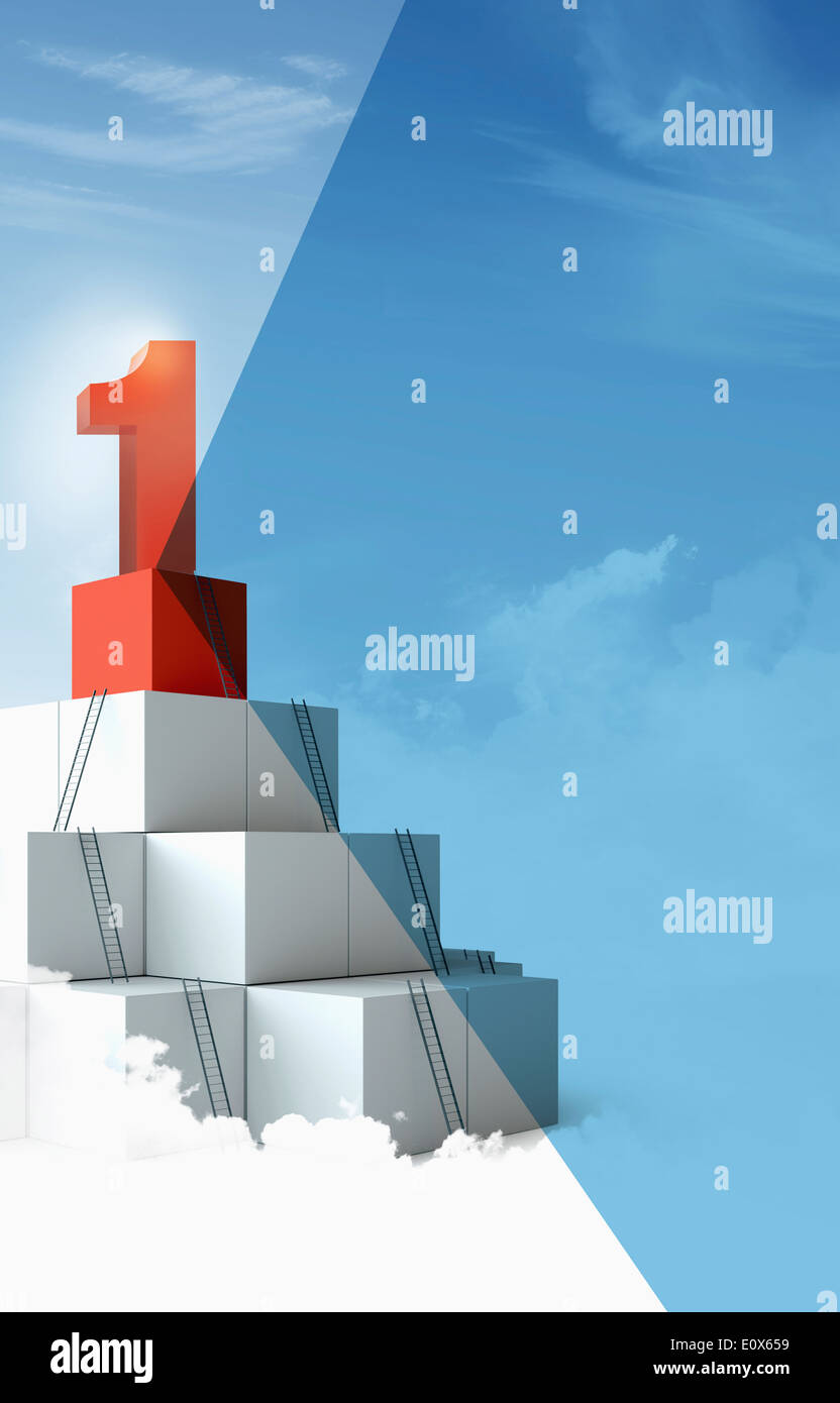 the number one on top of a pile of cubes Stock Photo - Alamy