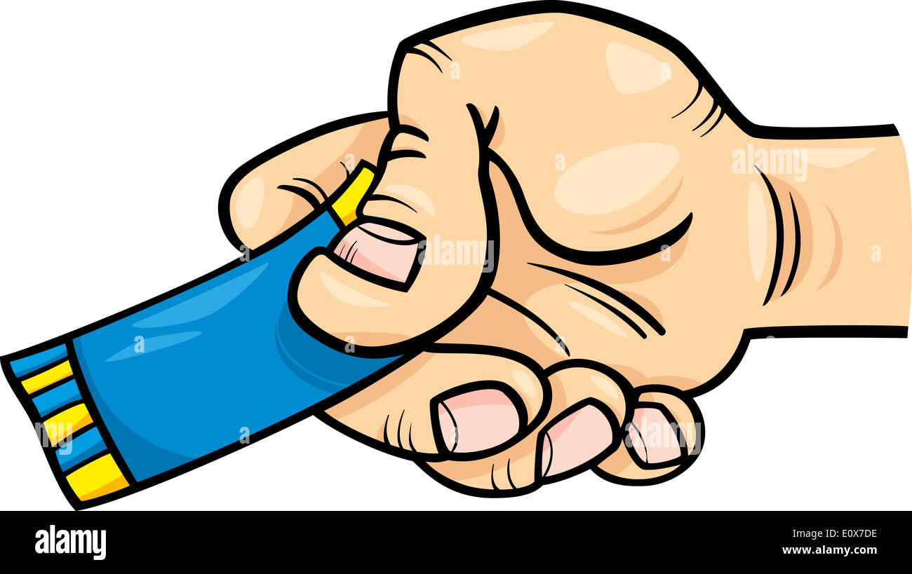 Cartoon Illustration of Hand with Ticket or Coupon Stock Photo - Alamy