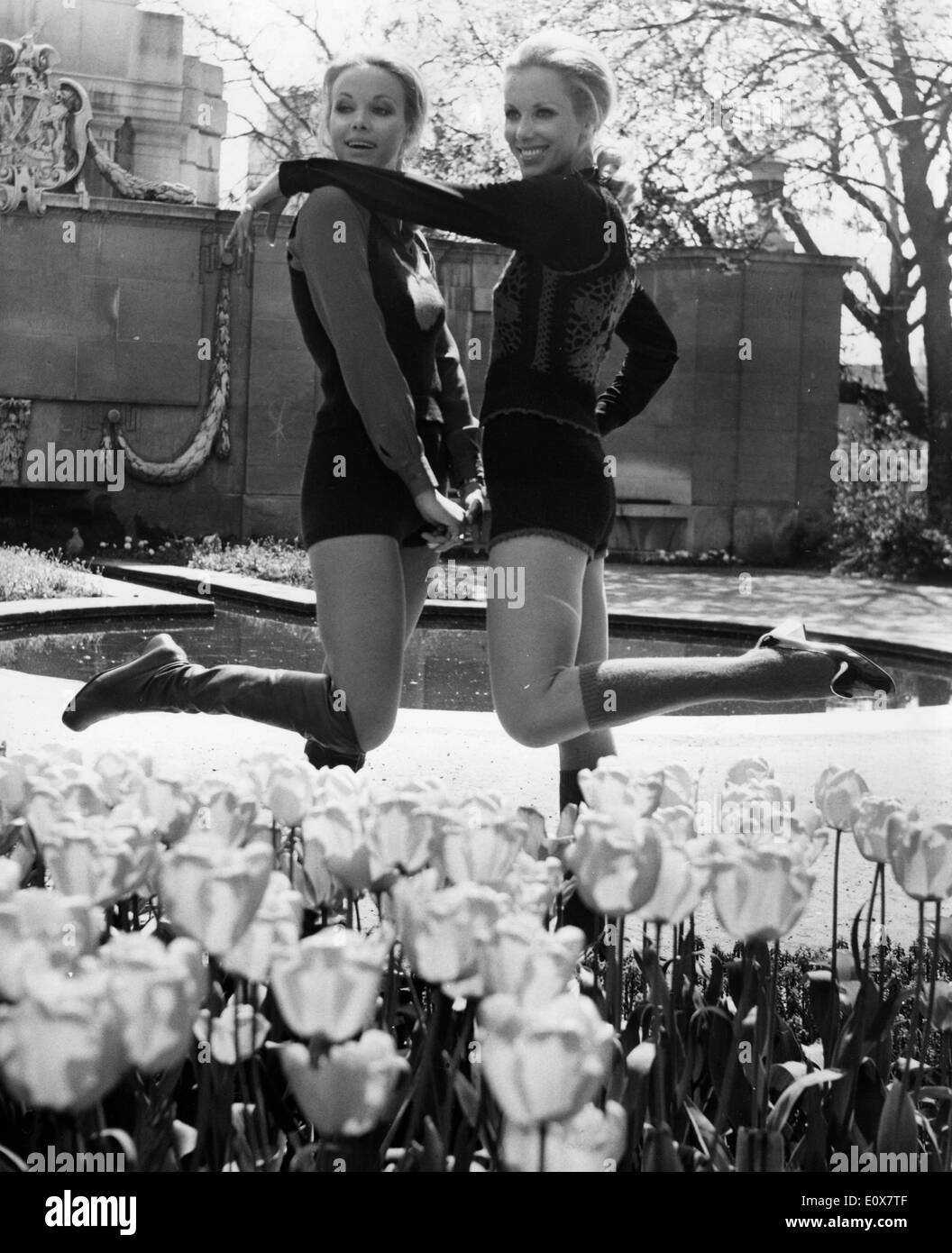 German twins ALICE KESSLER and ELLEN KESSLER in identical sexy black ...