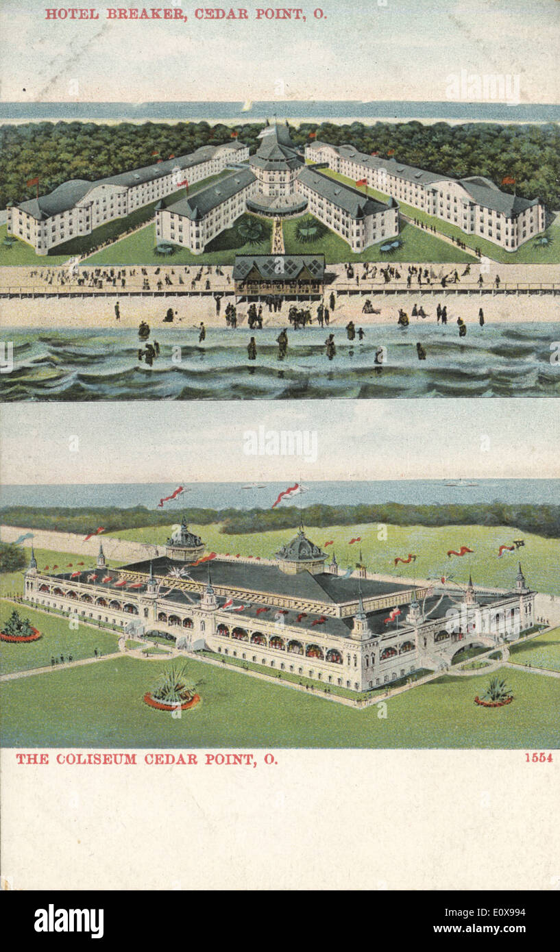 This aerial photograph shows the Hotel Breaker and the Coliseum at ...