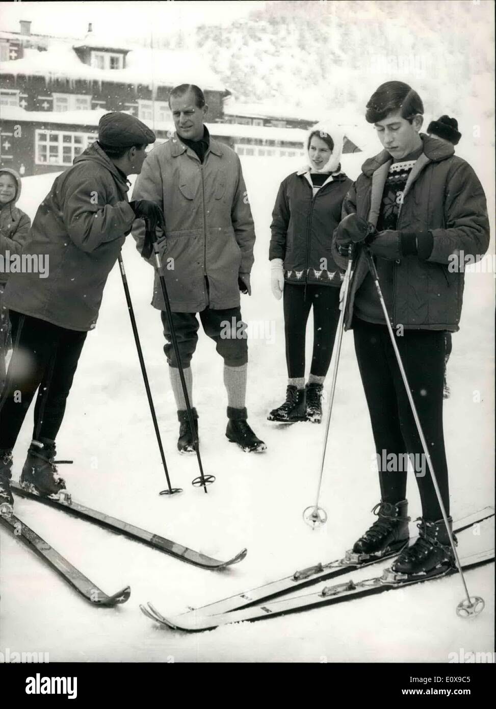Dec. 12, 1965 - British Royalty skiing in Liechtenstein from left to ...