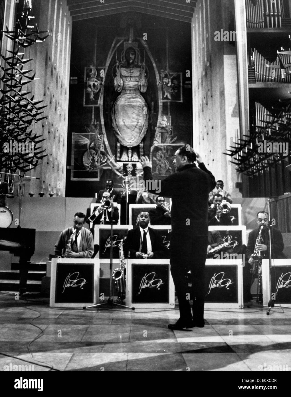 Jazz Musician Duke Ellington during rehearsal at the Coventry Cathedral ...