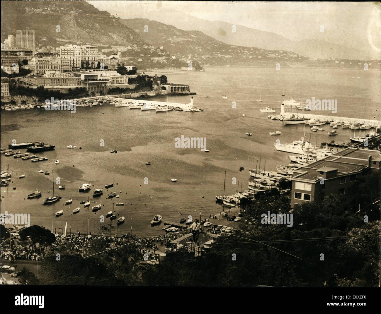Jul. 07, 1966 - OVER MONACO BAY ON A TIGHT ROPE: TIGHT ROPE WALKER ...