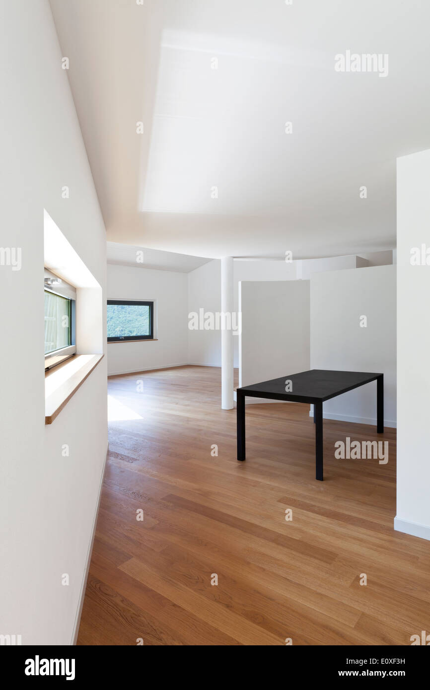 interior modern house, empty room with black table Stock Photo - Alamy