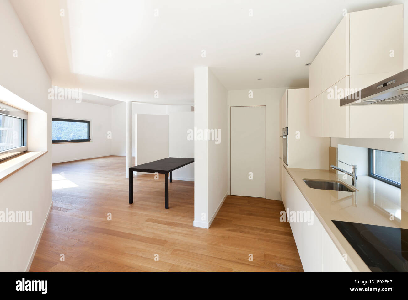 interior house, empty room with modern kitchen Stock Photo - Alamy