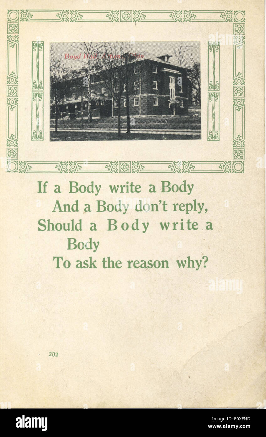 Boyd Hall in Athens, Ohio, depicted in a vintage postcard, is a ...