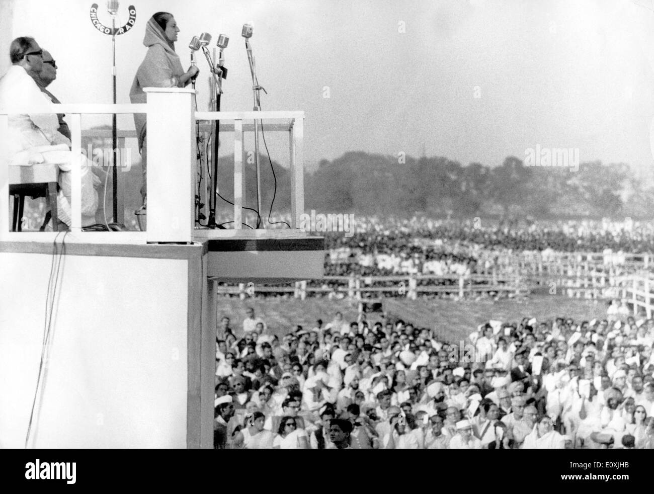Indira Gandhi giving her election campaign speech Stock Photo - Alamy