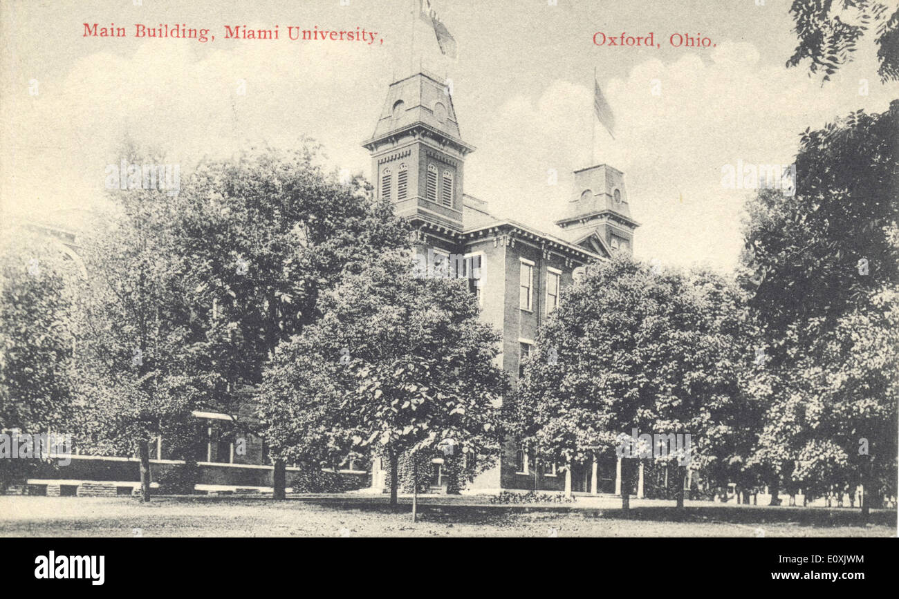 The Main Building at Miami University, located in Oxford, Ohio, serves ...