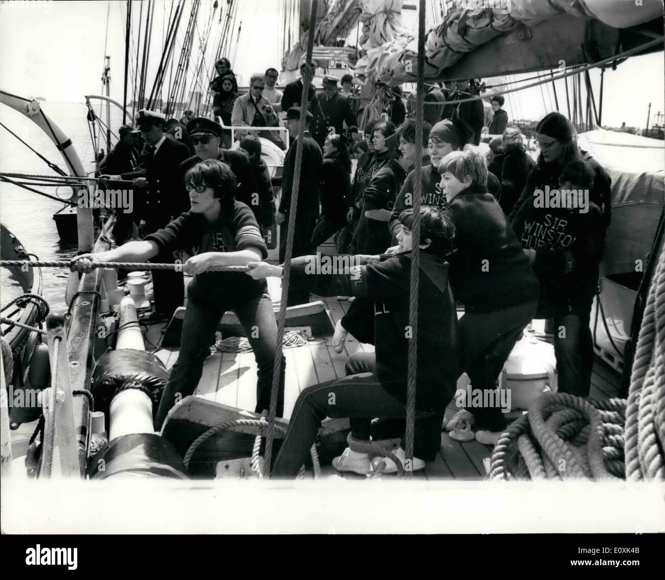 May 05, 1967 - MEMBERS OF FIRST ALL-GIRL CREW ABOARD THE ''SIR WINSTON ...