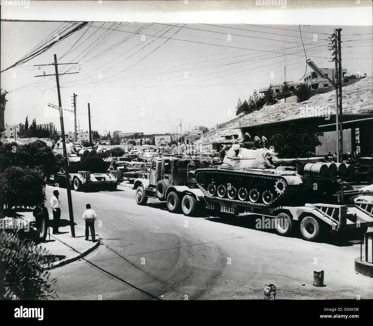 May 05, 1967 - Tension in the middle east. photo shows Jordanian tanks ...