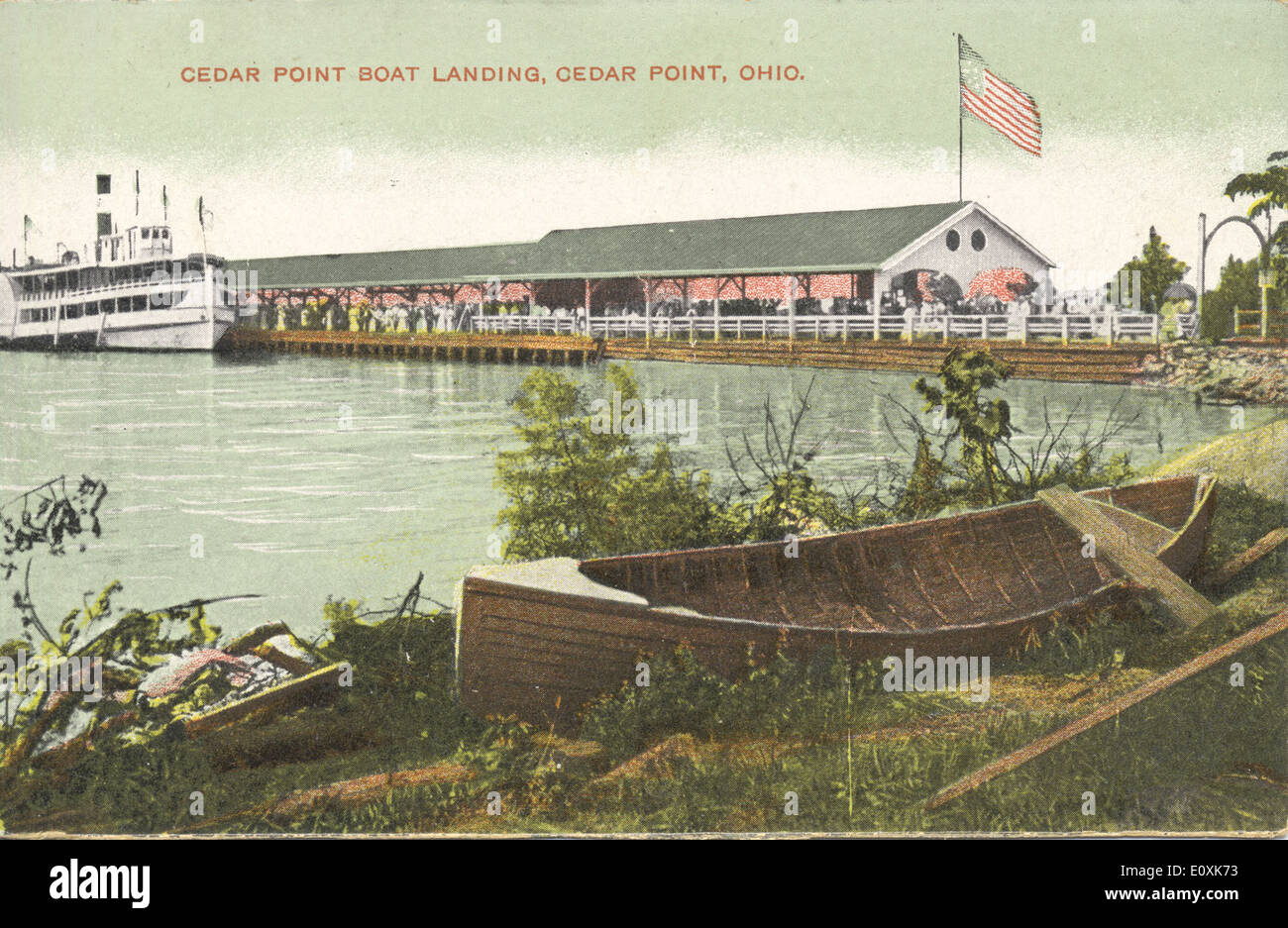 This vintage postcard shows Cedar Point's boat landing, capturing the ...