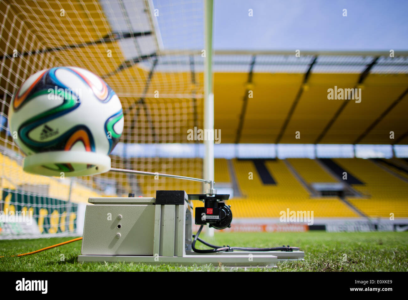A ball is used to demonstrate the goal line technology GoalControl-4D ...