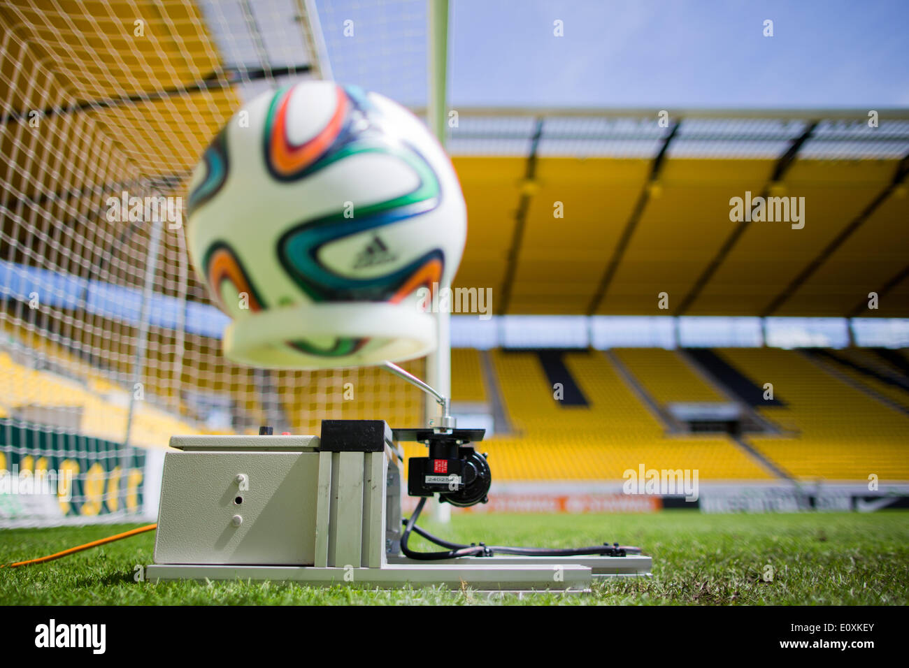 A ball is used to demonstrate the goal line technology GoalControl-4D ...