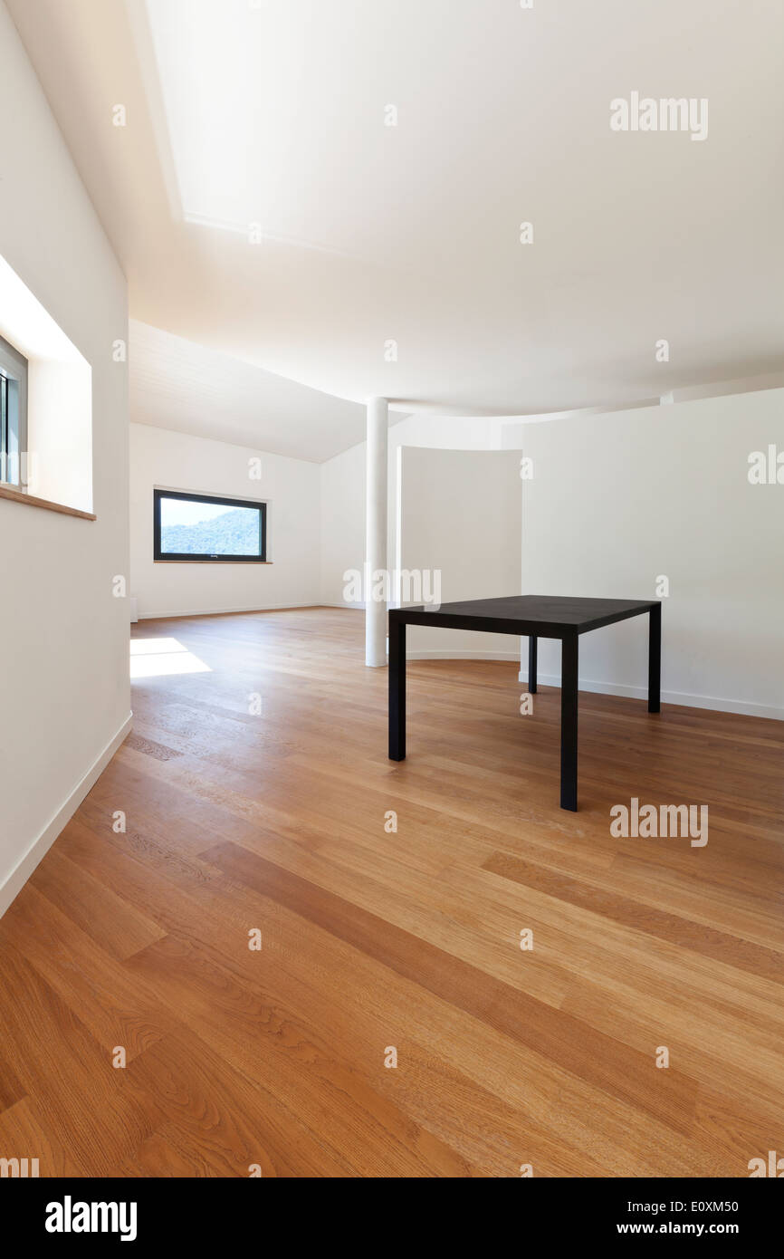 interior modern house, empty room with black table Stock Photo - Alamy