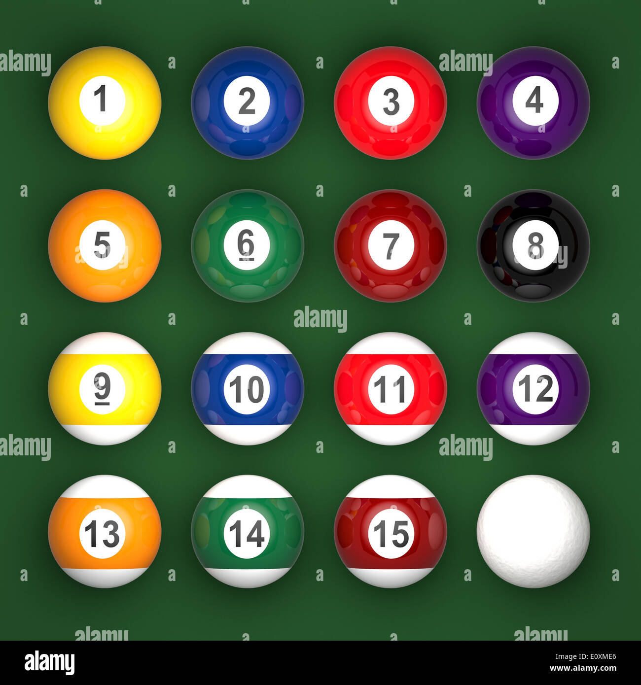 3d image of classic pool balls Stock Photo - Alamy