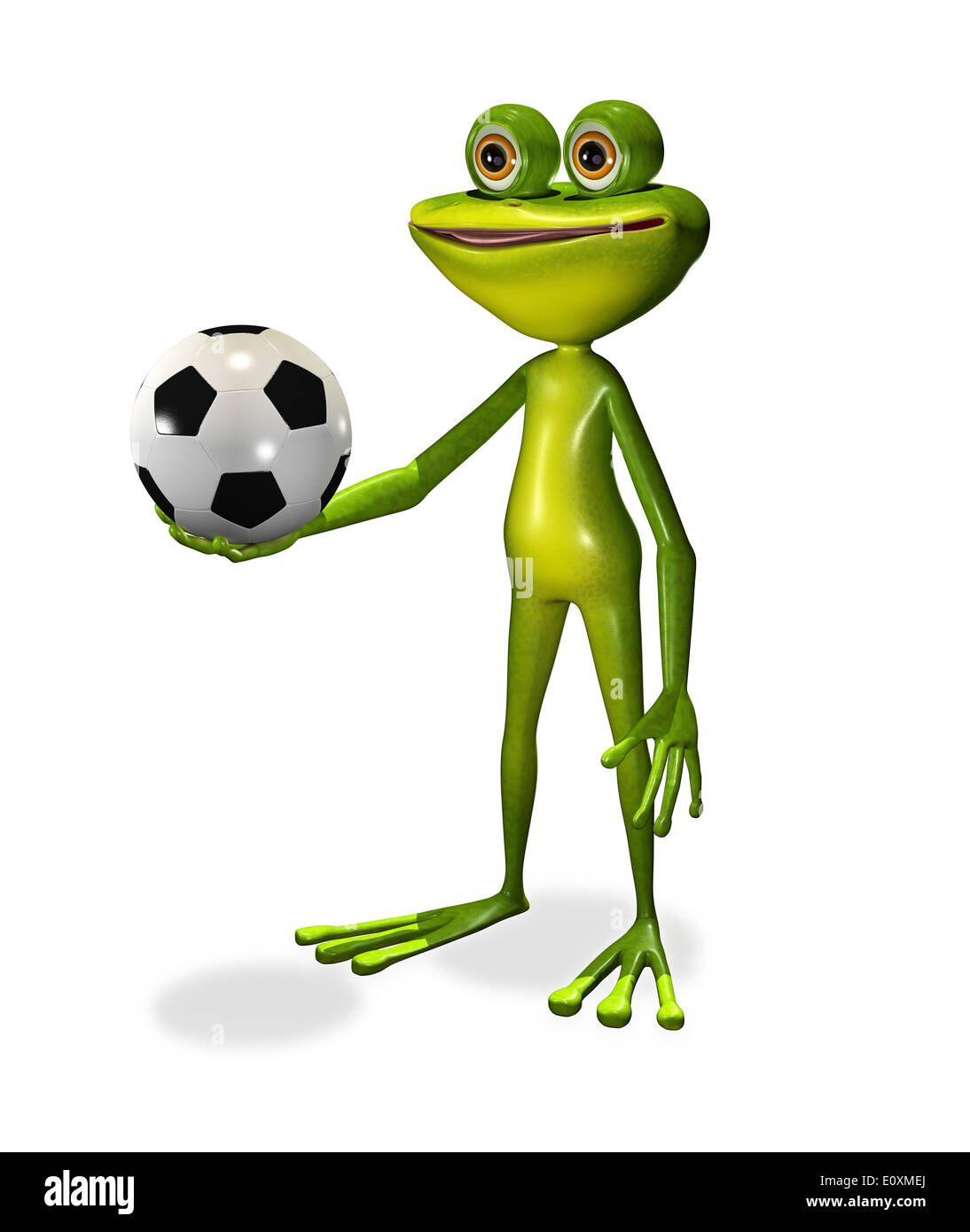 illustration merry soccer player frog with ball Stock Photo - Alamy
