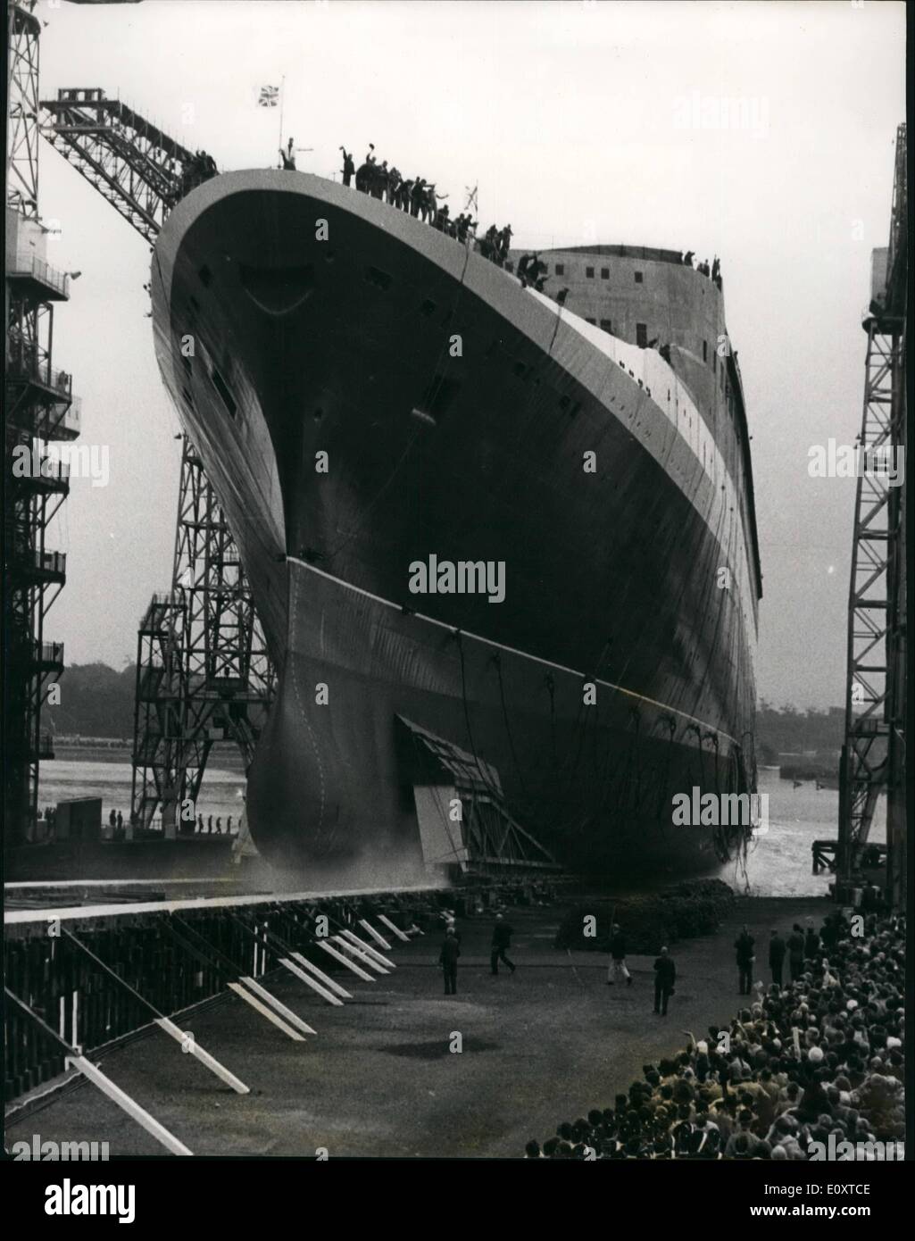 Sep. 09, 1967 - The Queen Launches and names the new Cunard Liner Queen ...
