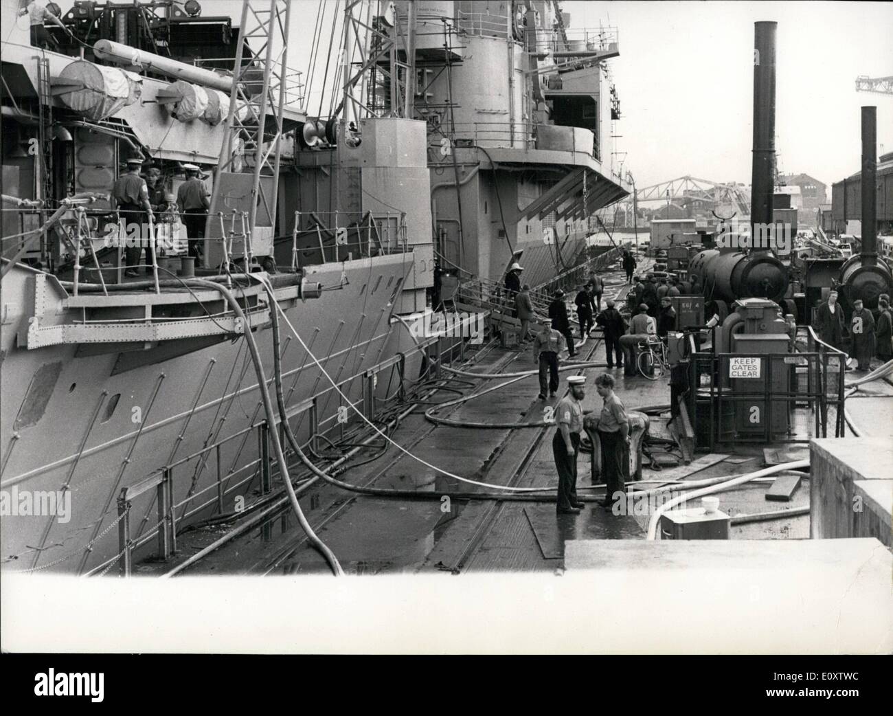 Nov. 11, 1967 - Blaze on carrier ''H.M.S. Victorious'' at Portsmouth ...