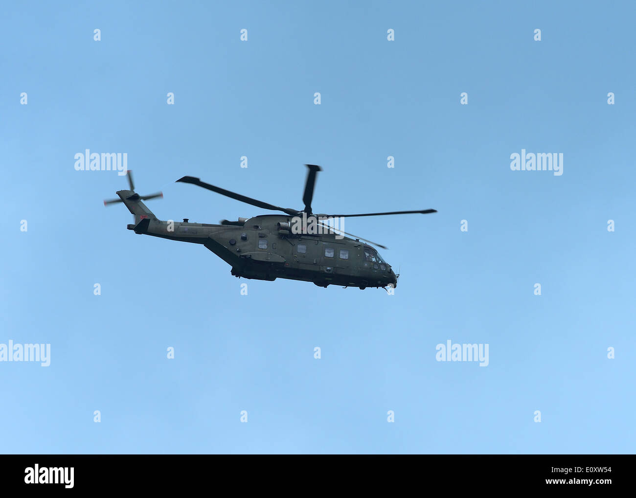 RAF Agusta Westland Merlin helicopter in flight.Essex,UK Stock Photo ...