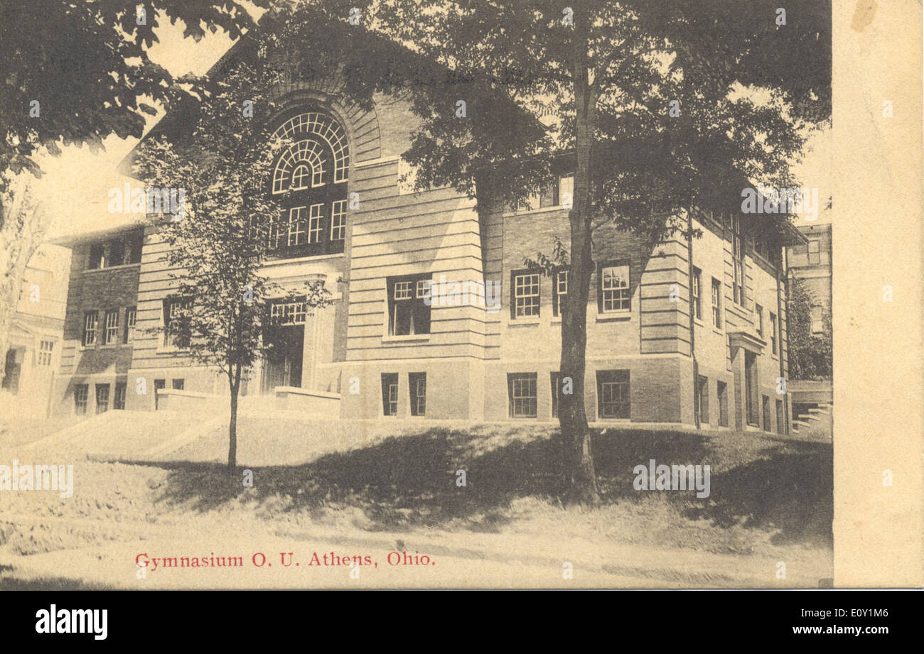 This historical postcard depicts the Gymnasium at Ohio University in ...