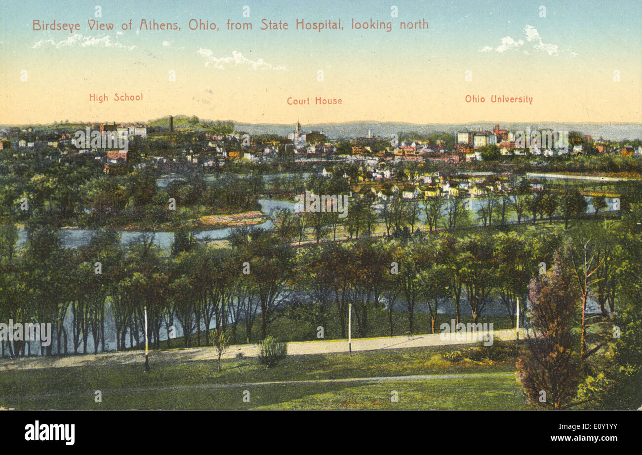 The 'Birdseye View of Athens, Ohio' offers a panoramic representation ...