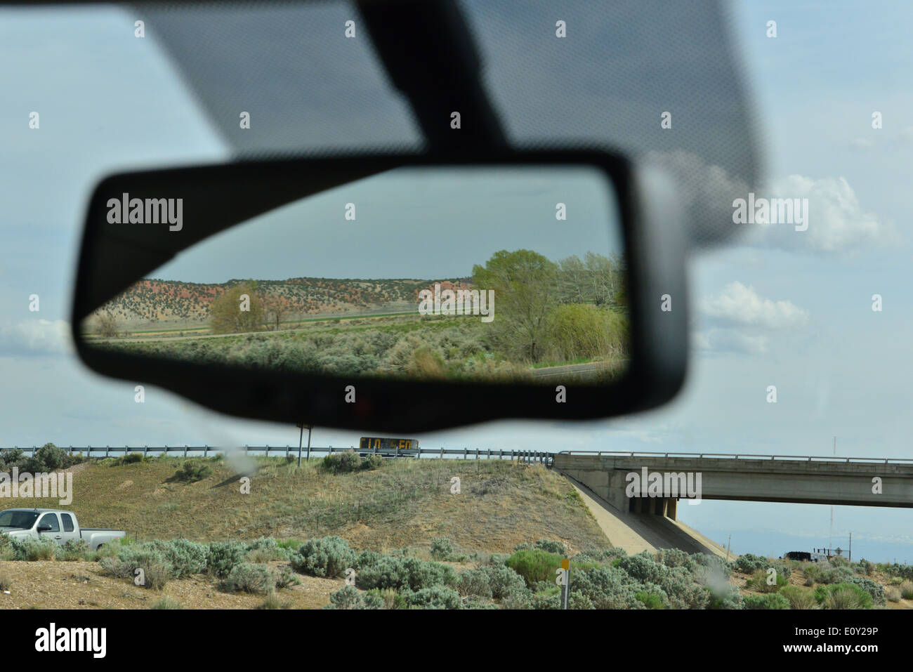 View in rear view mirror in a Yukon Stock Photo - Alamy
