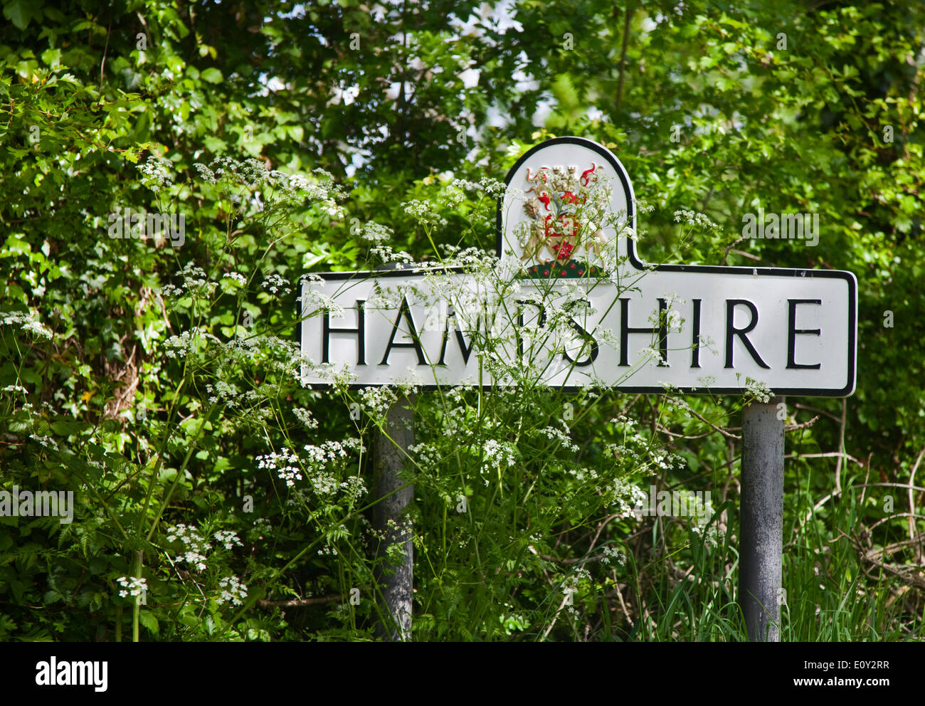 Hampshire County Sign on Roadside on border between Wiltshire and ...