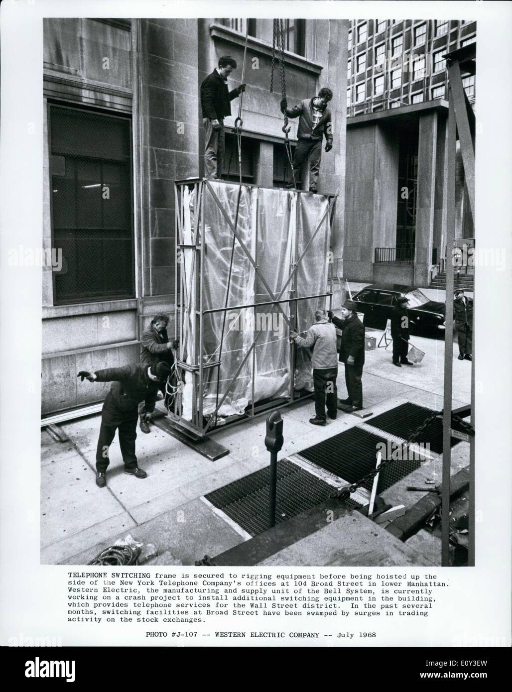 Jul. 07, 1968 - Telephone Switching frame is secured to rigging ...