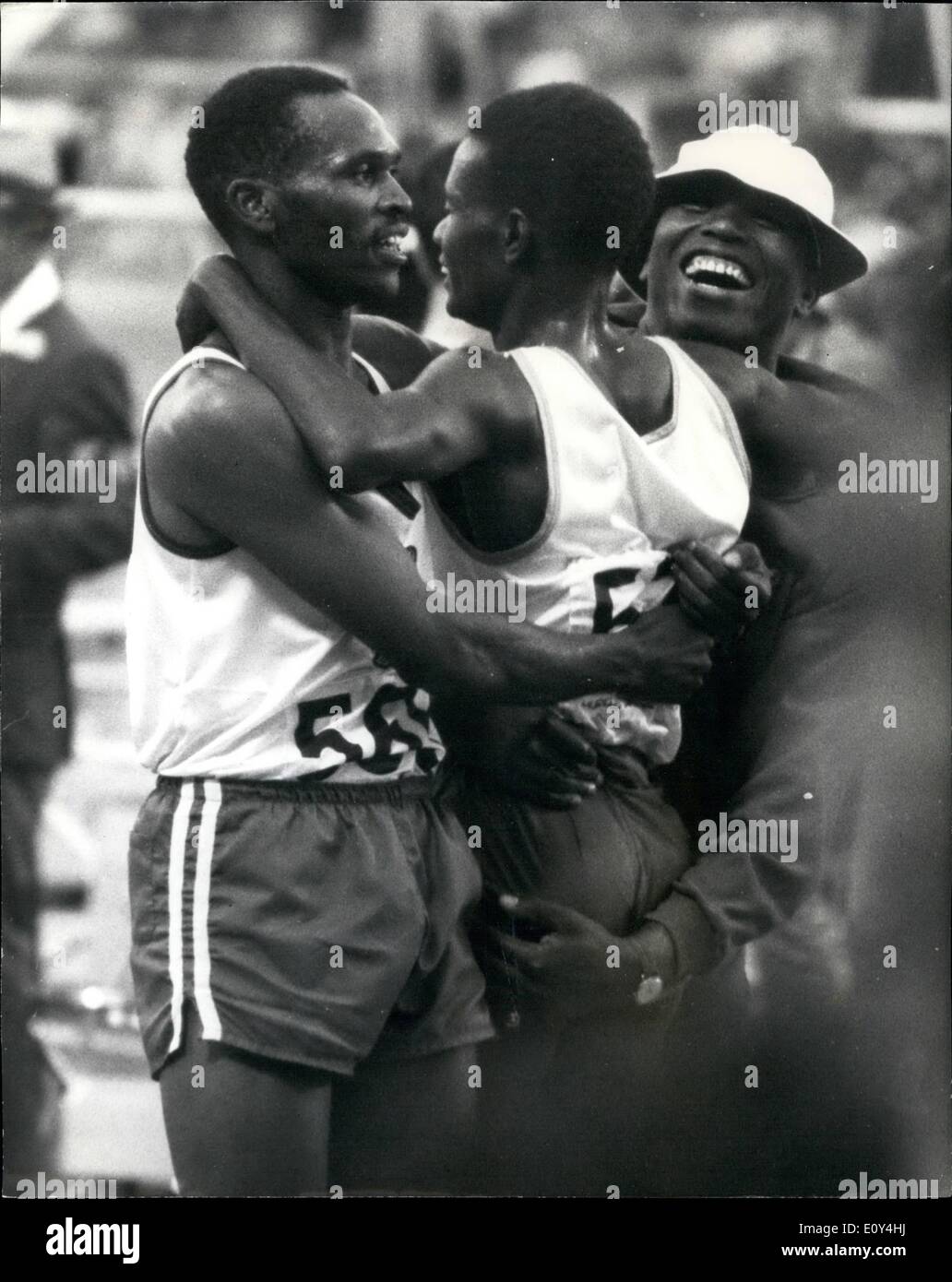 Oct. 10, 1968 - Olympic Games in Mexico city. Temu of Kenya wins Gold ...