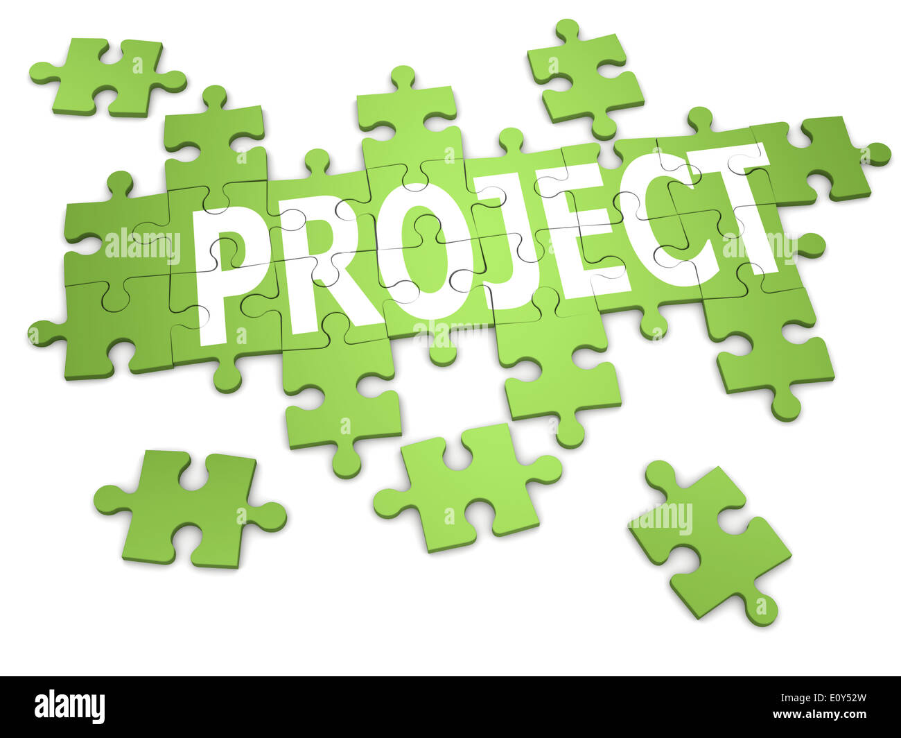 3d render of a jigsaw depicting the word "Project Stock Photo - Alamy