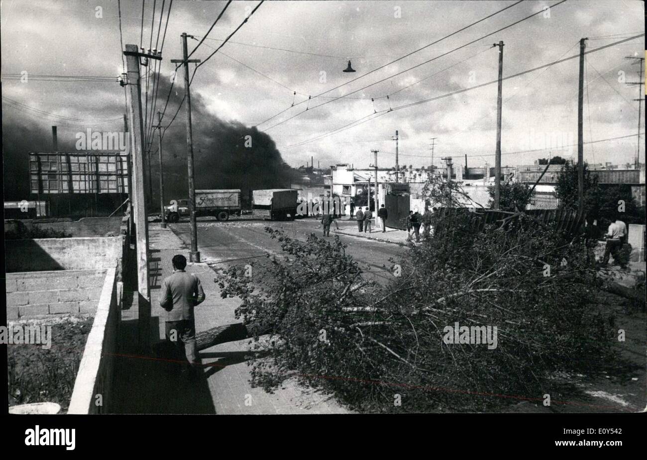 Nov. 11, 1968 - Felled trees are used as barricades against the attacks ...