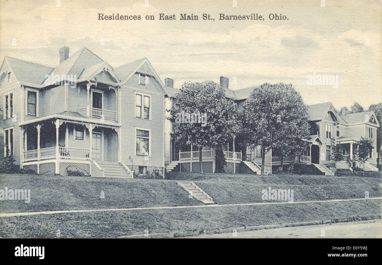 This postcard from Barnesville, Ohio, depicts residential homes along ...