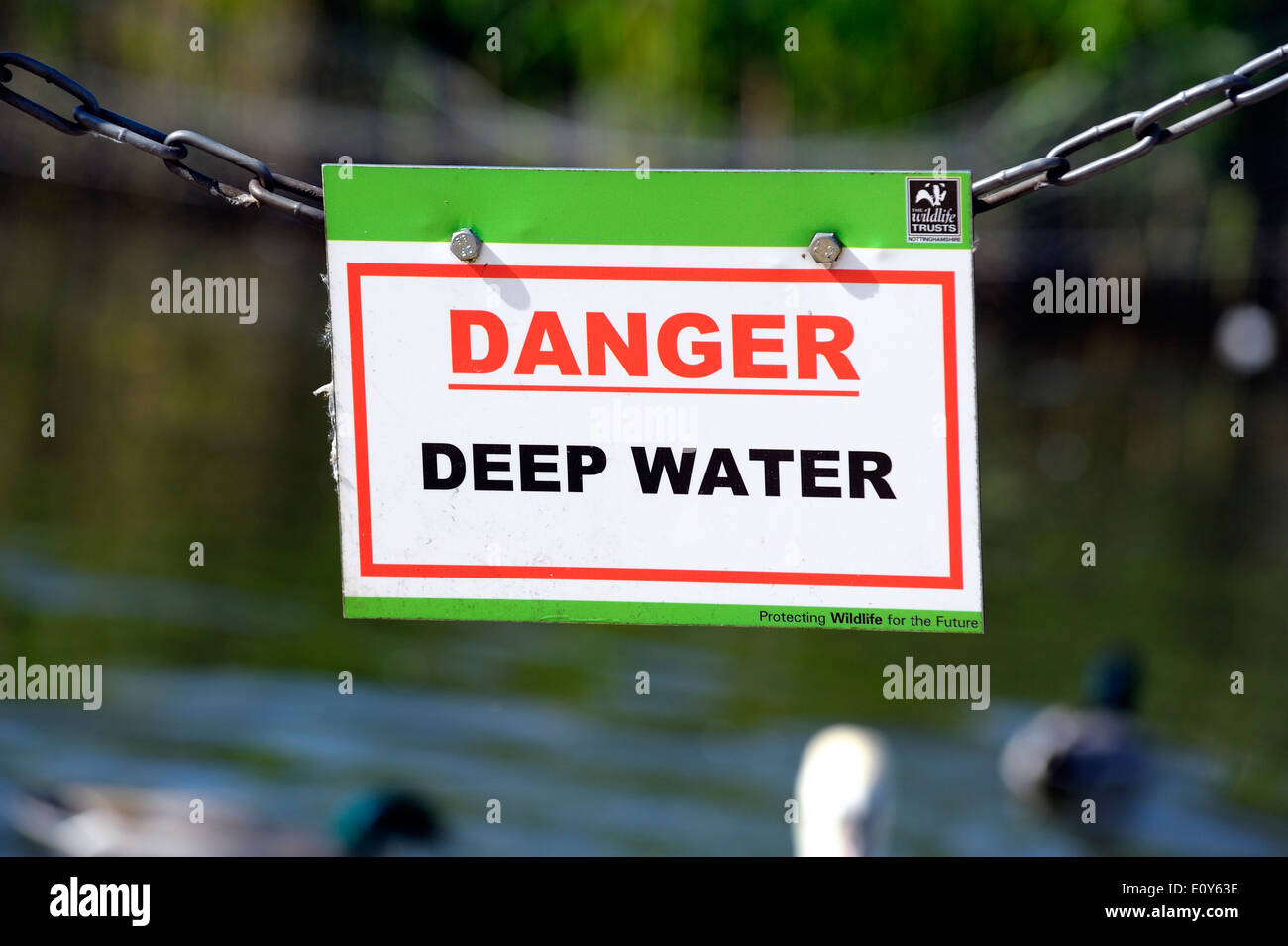 Danger deep water sign England UK Stock Photo - Alamy