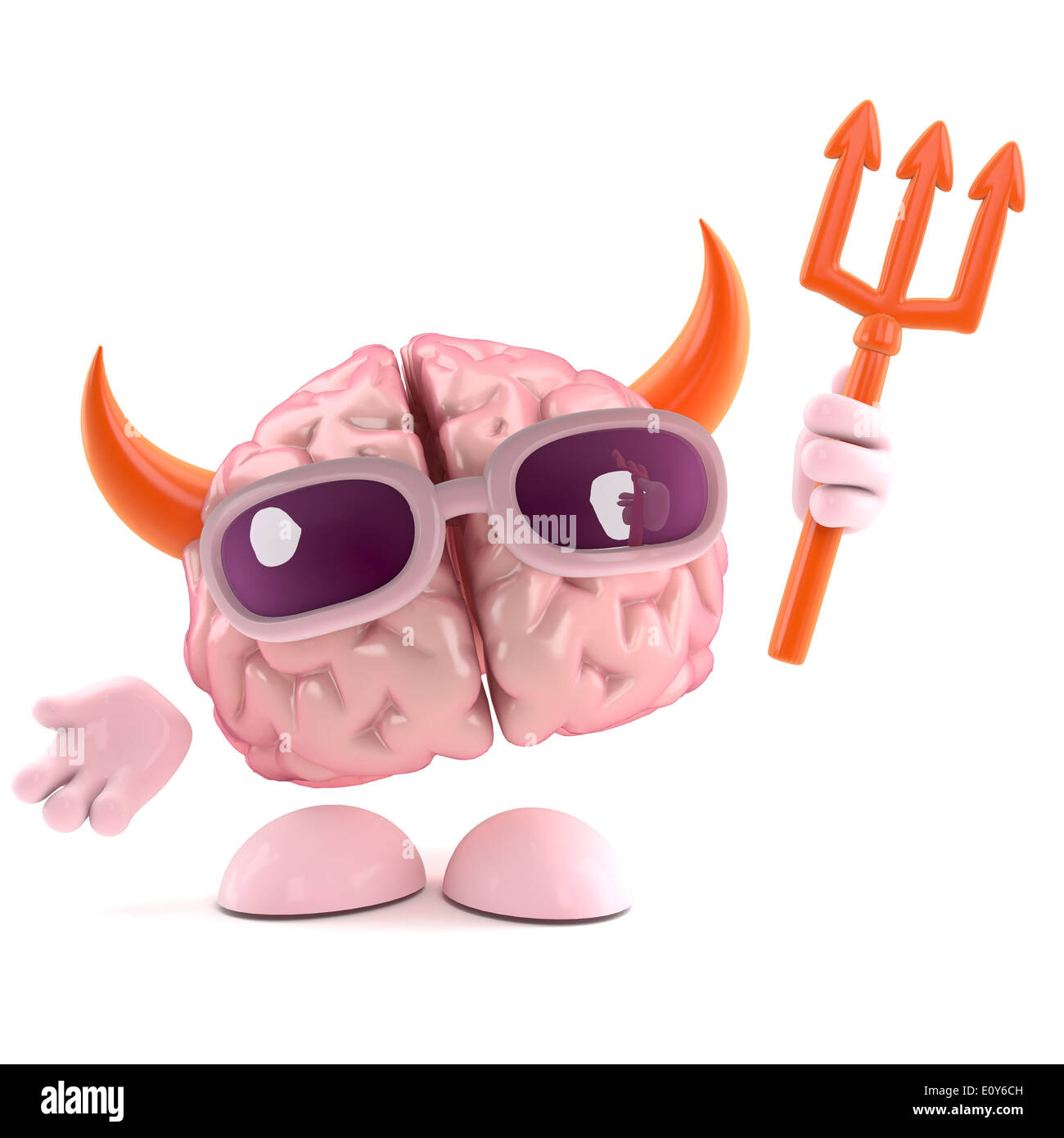 3d render of a brain character dressed as the devil Stock Photo - Alamy