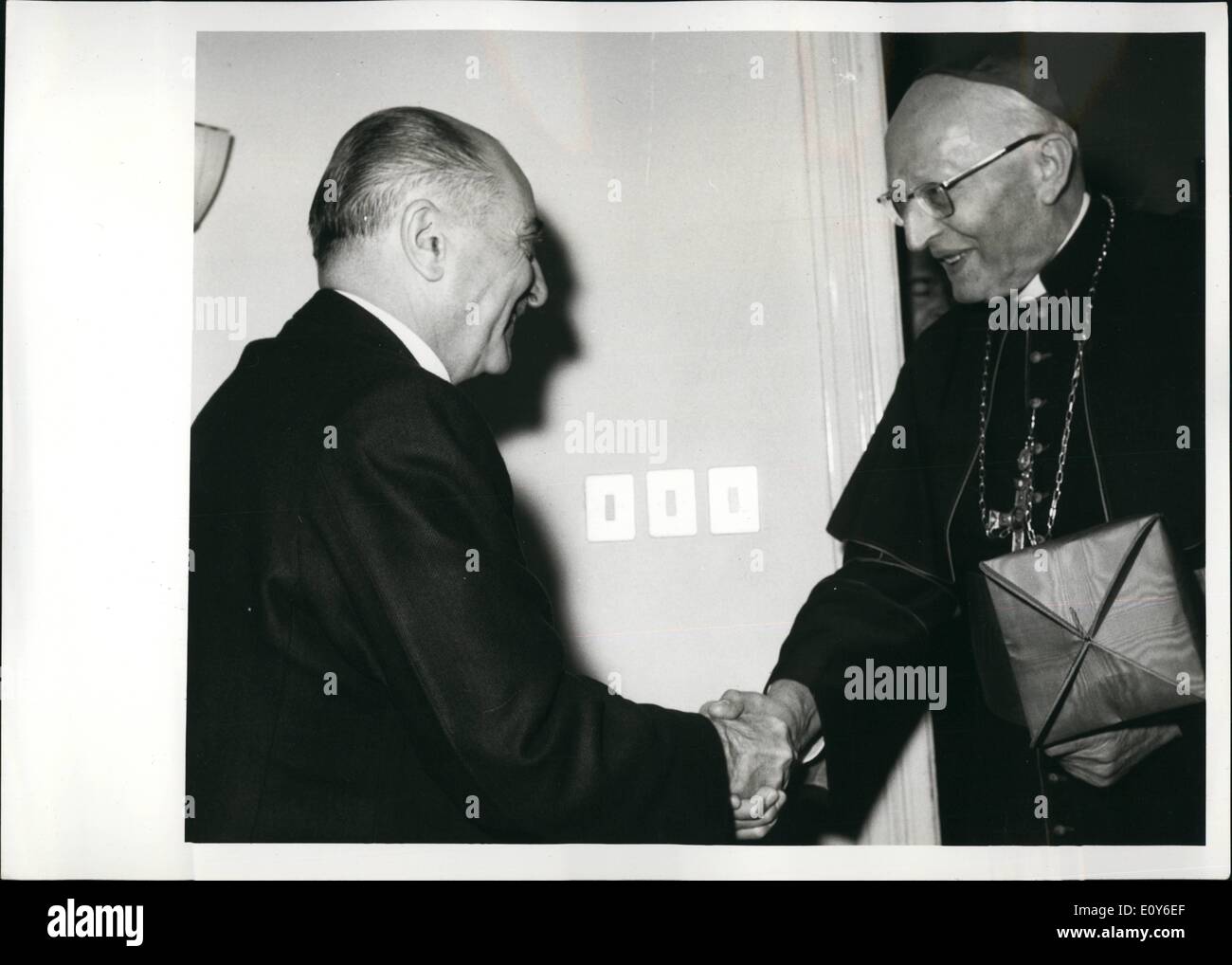 Mar. 03, 1969 - Prime Minister Bahjat Tolhouni welcoming Cardinal ...