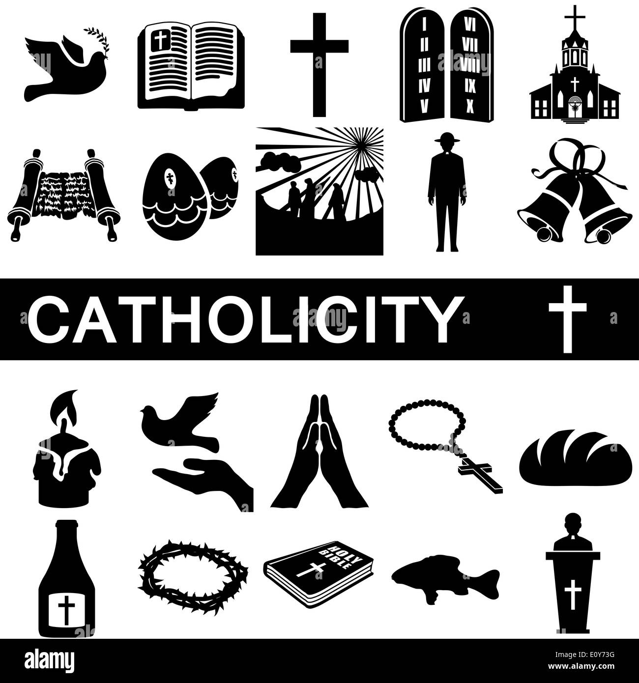 Set christian religious icons symbols hi-res stock photography and ...