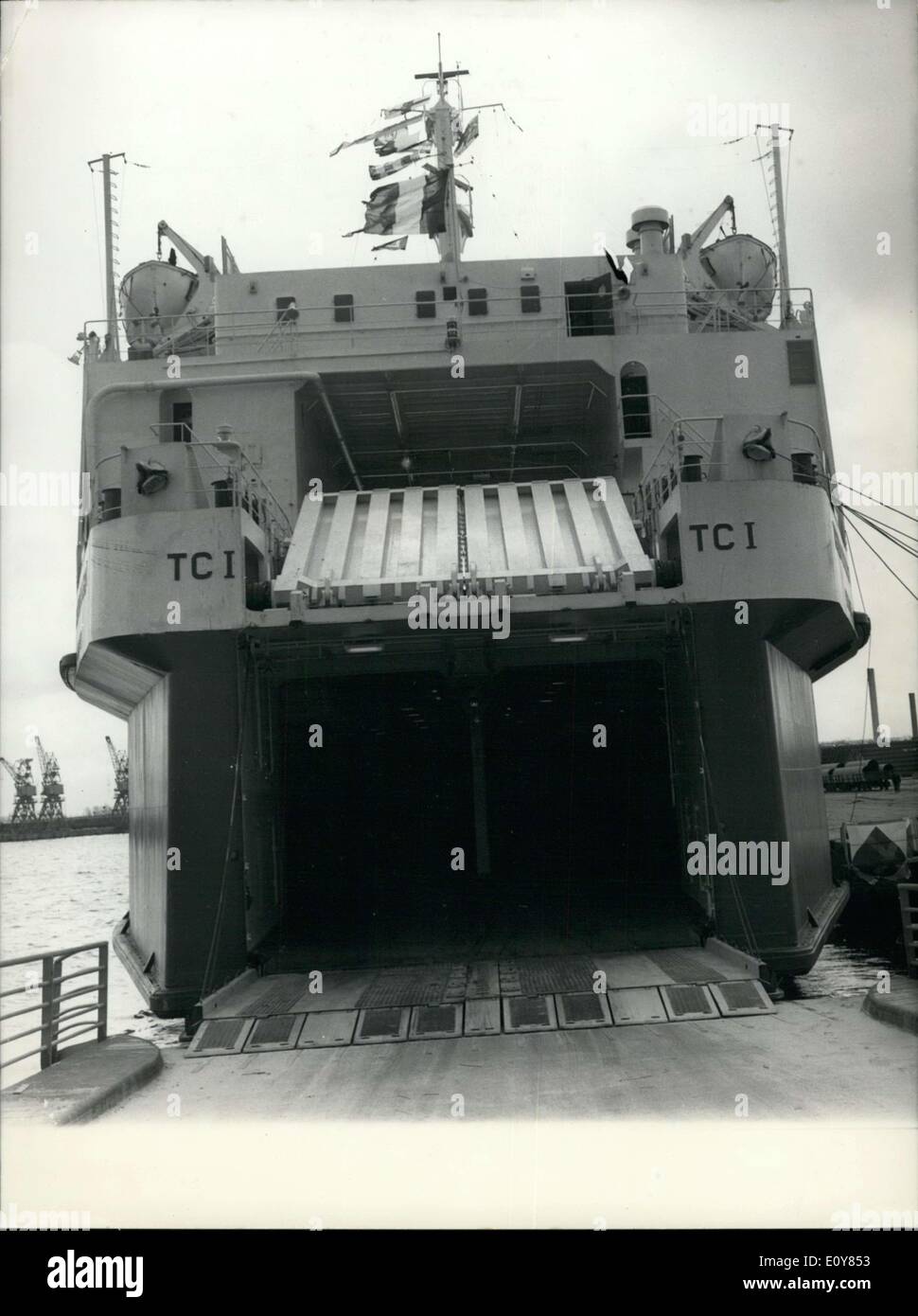 Apr. 18, 1969 - SNCF Ship ''Transcontainer I'' Back Deck Ready to Load ...
