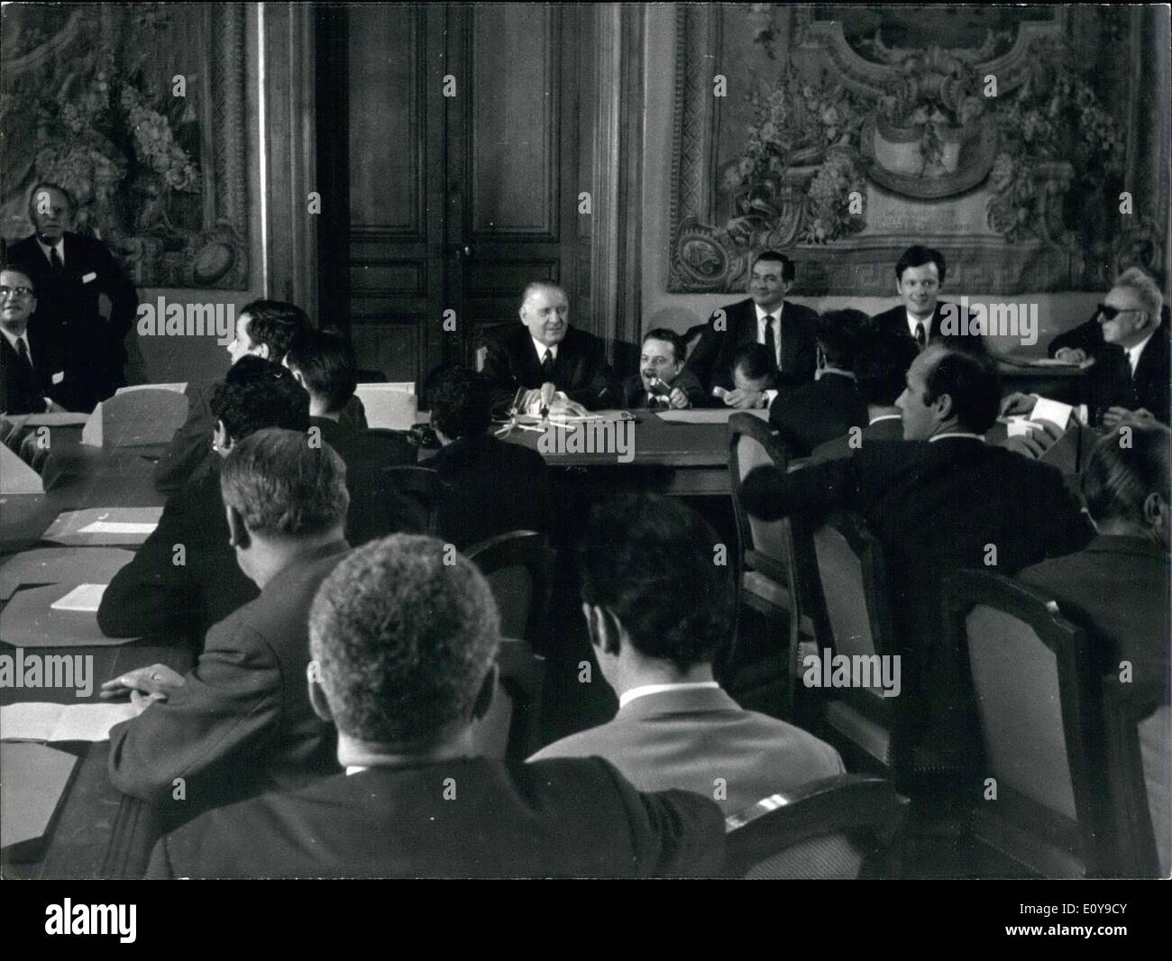 May 28, 1969 - Senate President Alain Poher during a Press Conference ...