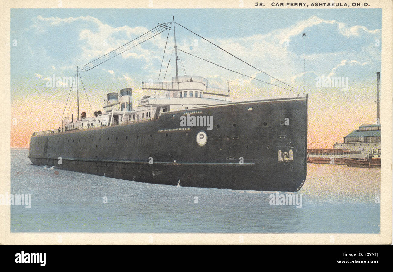 The Car Ferry Ohio, captured in a vintage postcard collection ...