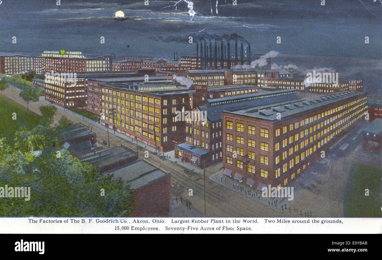 This aerial view of Akron, Ohio, captured in a historical postcard ...