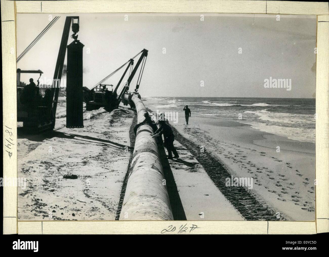 Oct. 23, 1969 - Pipe Line Installation on the Mediterranean Coast Stock ...