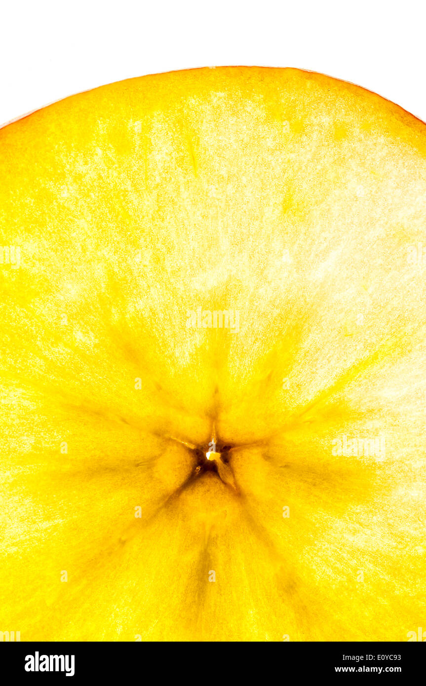 Details of a thin slice of apple revealed by backlighting Stock Photo ...