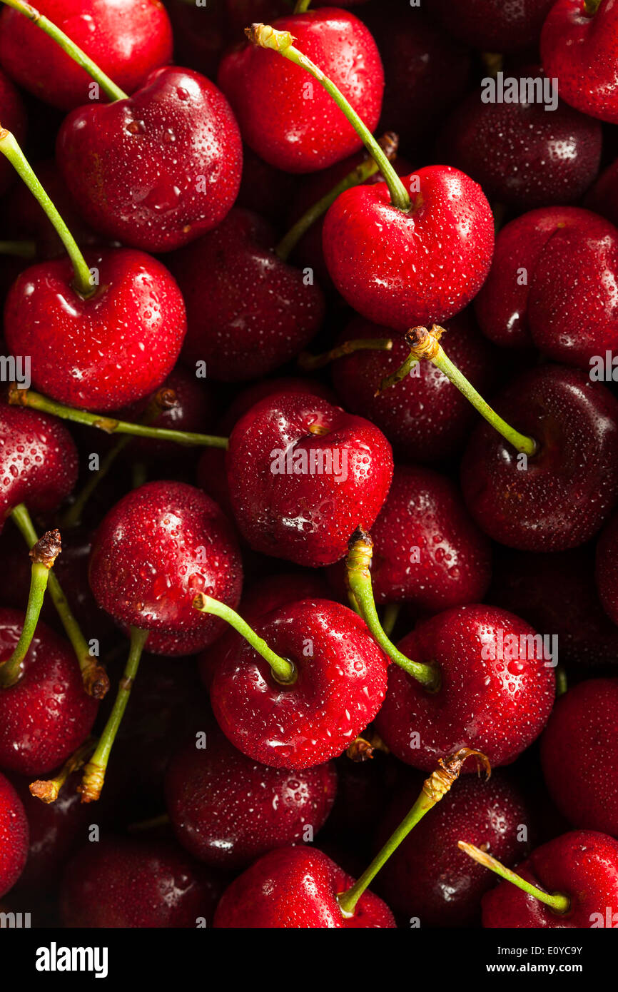 Raw Organic Red Cherries in a Basket Stock Photo - Alamy