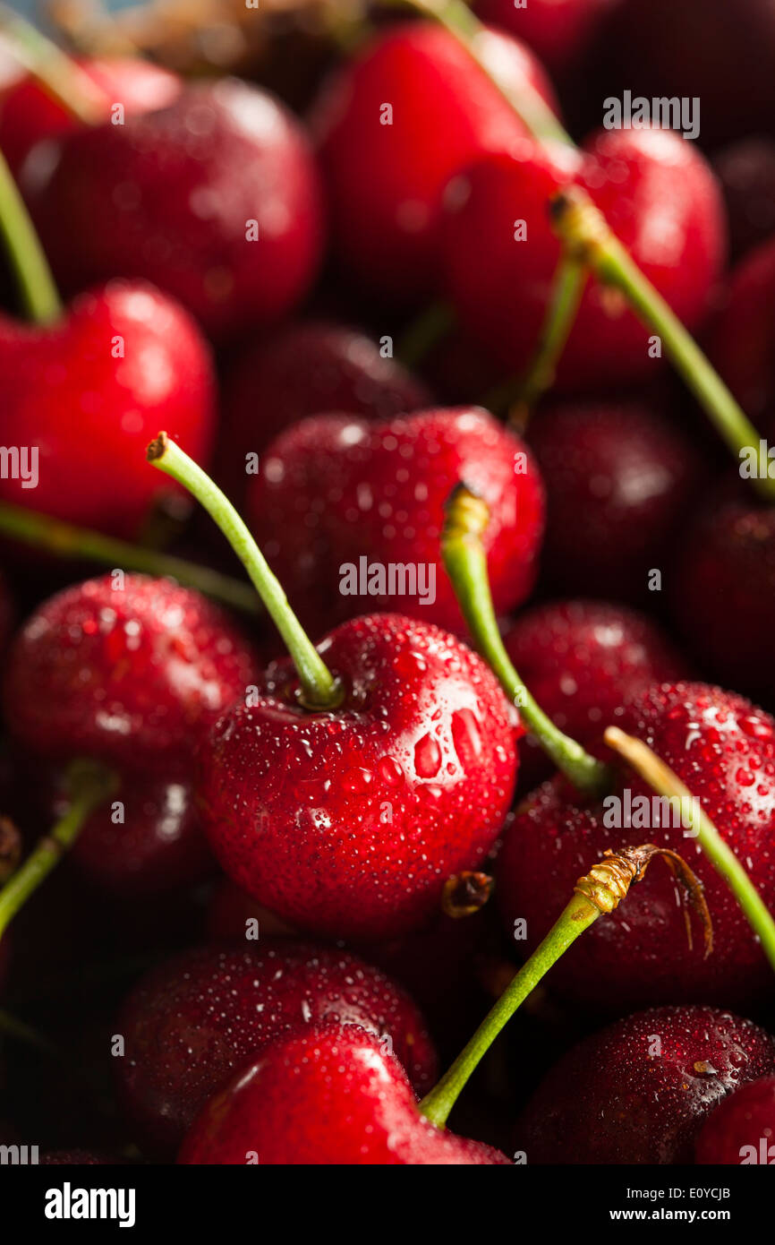 Raw Organic Red Cherries in a Basket Stock Photo - Alamy