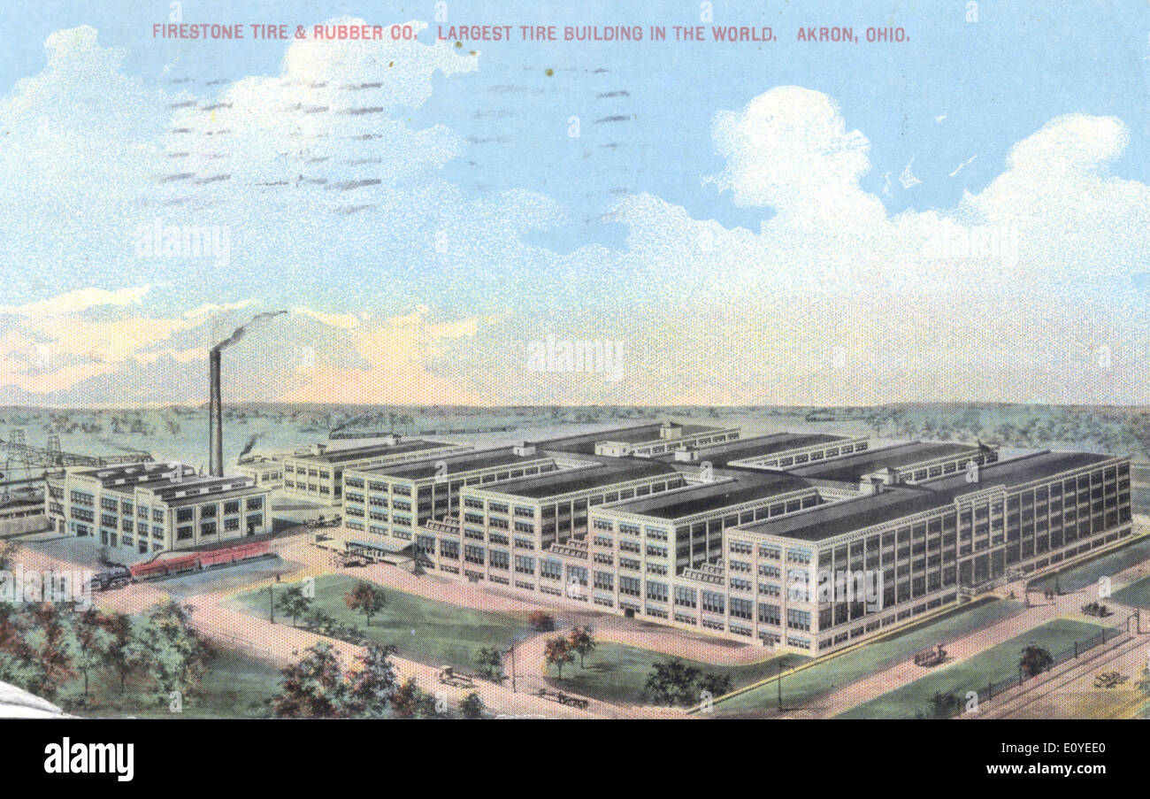 This aerial view of the Firestone Tire Rubber Co. plant in Akron, Ohio ...