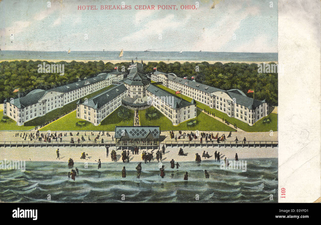 The aerial photograph of Hotel Breakers and the surrounding beaches in ...