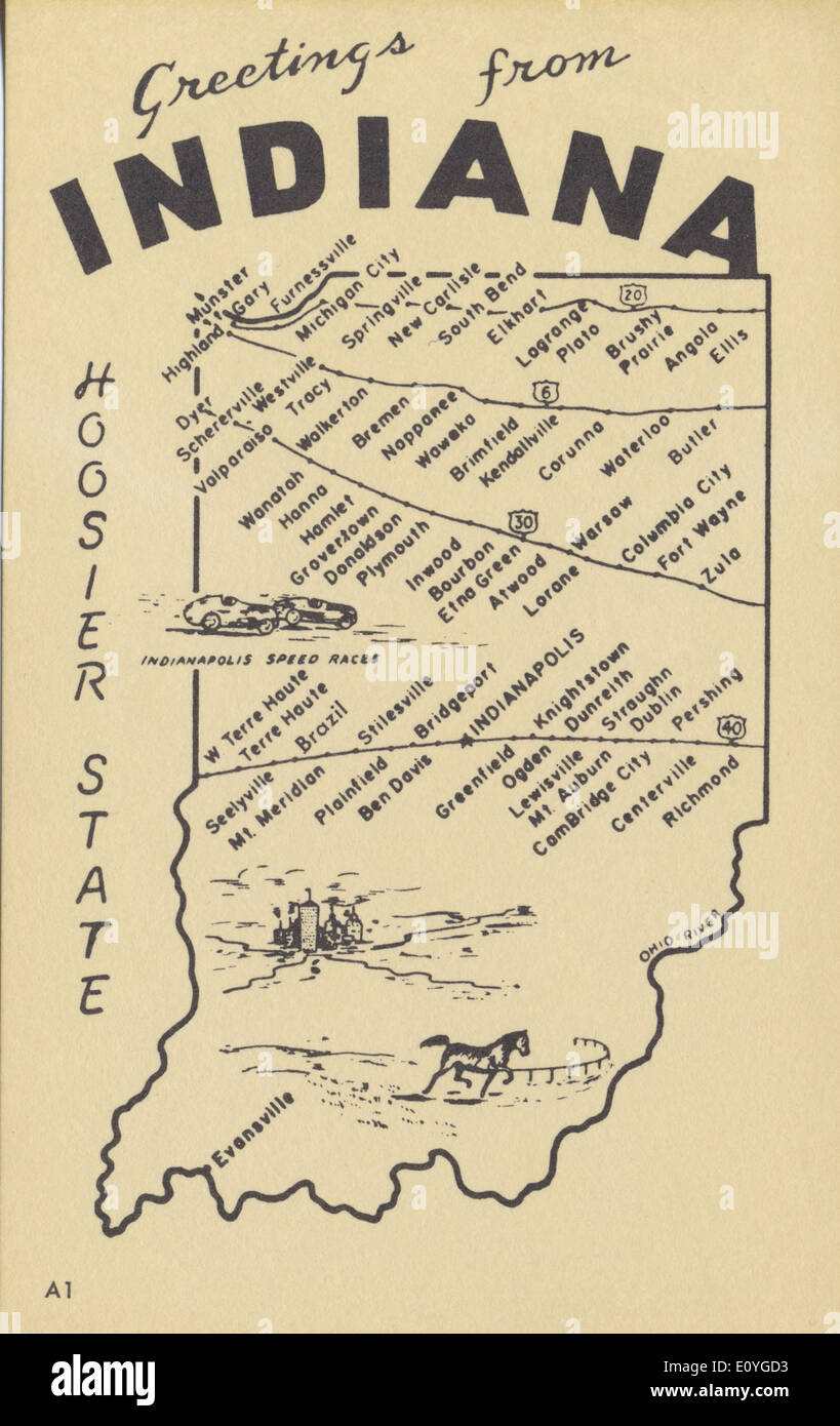 This postcard collection features greetings from Indiana cities and ...