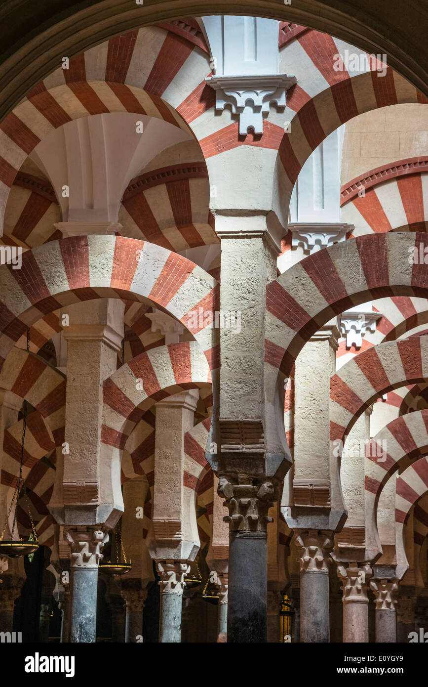 Pillars and arches in the Great Mosque, La Mezquita, Cordoba, Spain ...