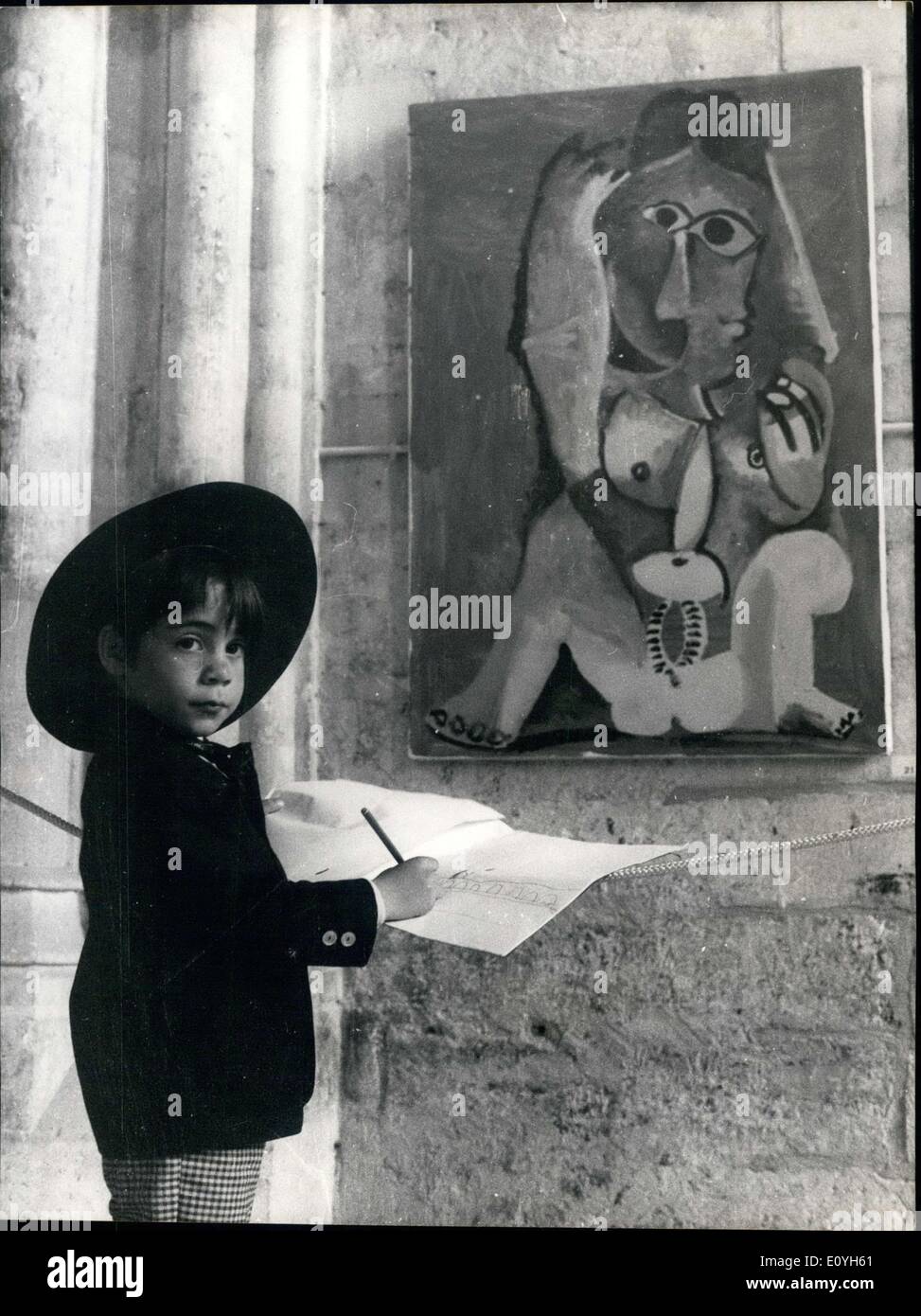 May 21, 1970 - Young Boy Artist With Picasso Crunchy Painting Stock ...